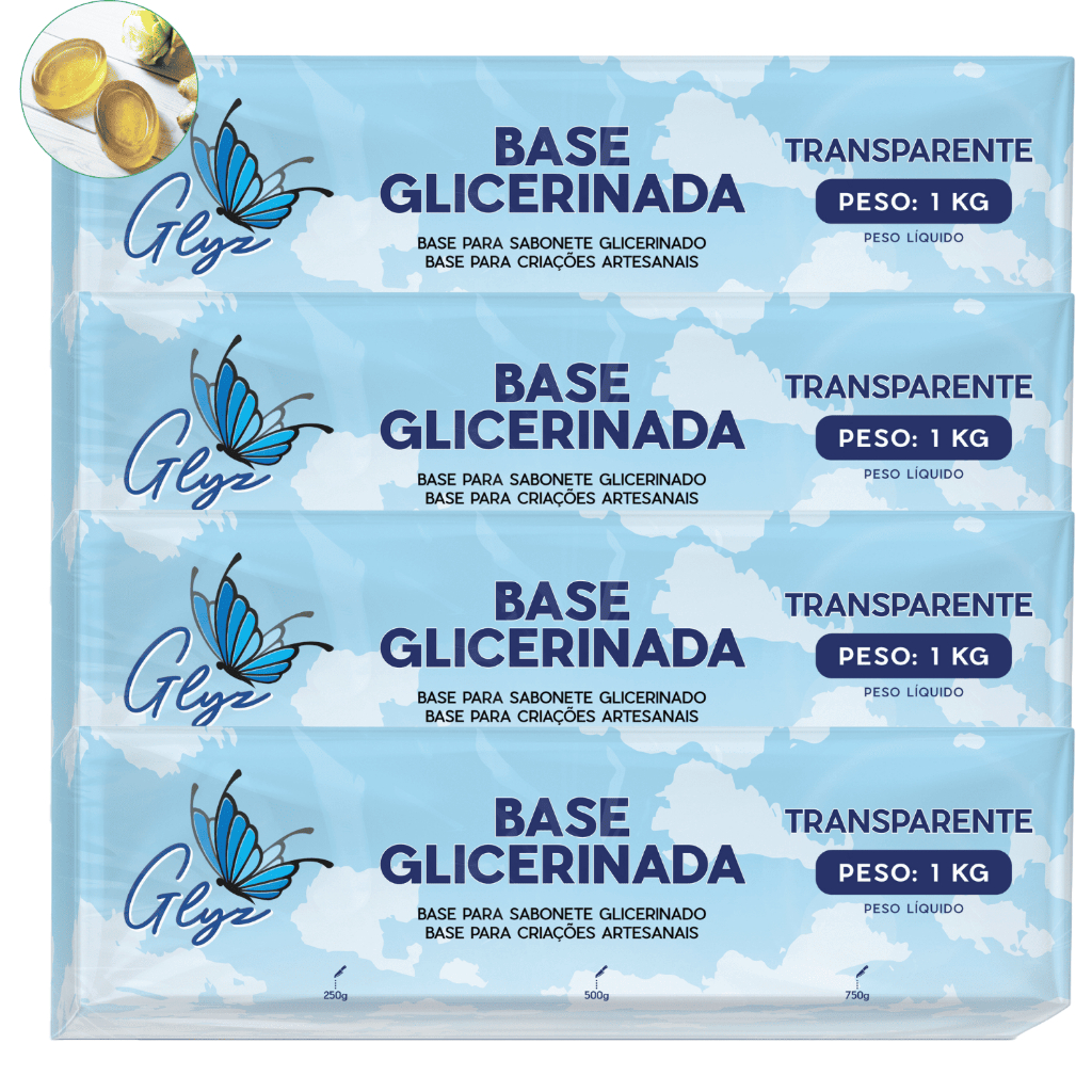 Kit 4 Base Glicerina Transparente ou Branca que rende mais e deixa seus ...