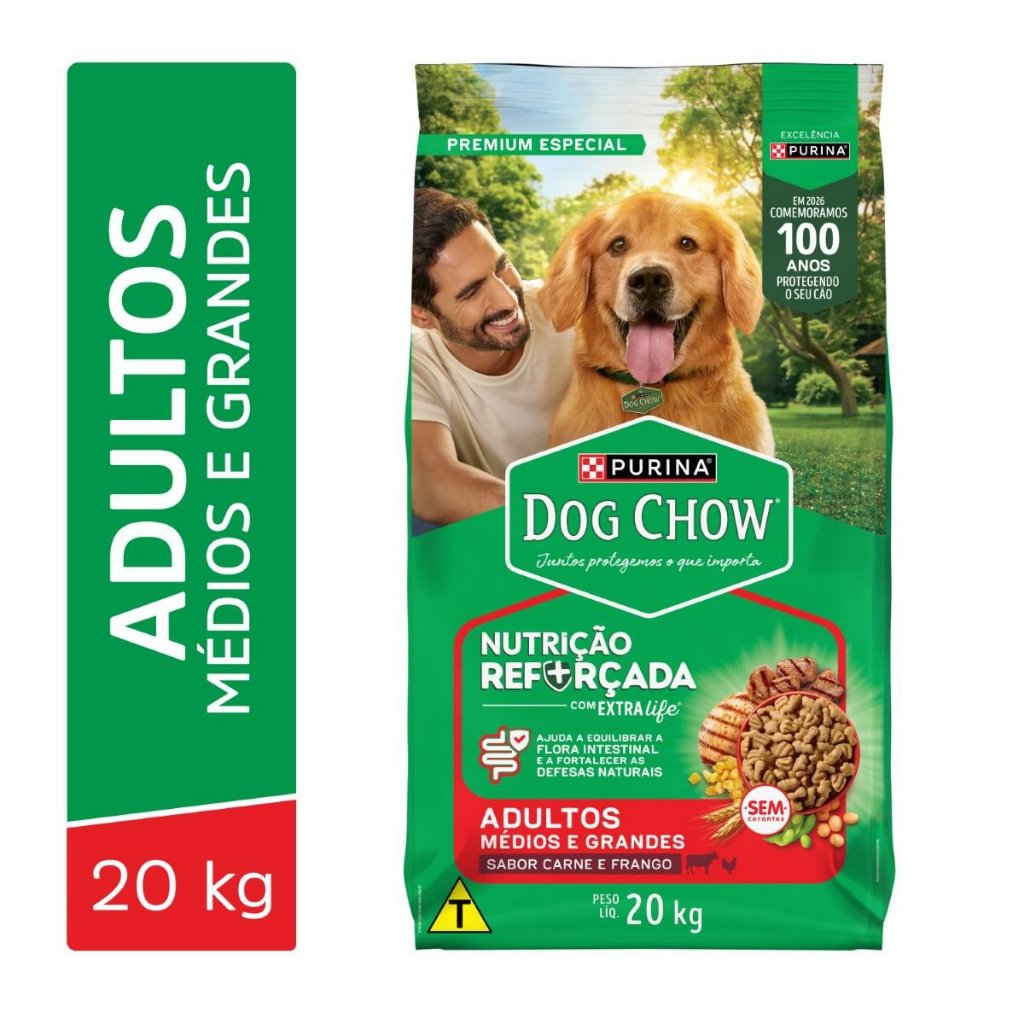 DOG CHOW ADULTO MED & GDE CAR/FRG/ARZ 20KG | Shopee Brasil