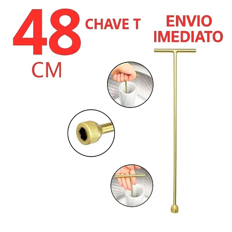 Chave T 10mm Longa 48cm para Maquina de Lavar Agitador Brastemp ...