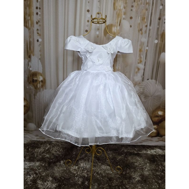 VESTIDO INFANTIL LUXO BORBOLETA BRANCO COM TULE E LAÇO TRASEIRO ...