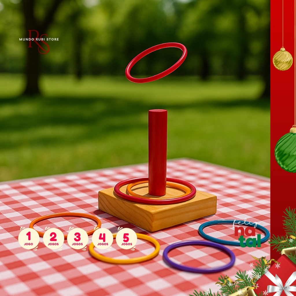Jogo de Argolas Artesanal Natal Brincadeiras Prendas Festa Junina 1 ...