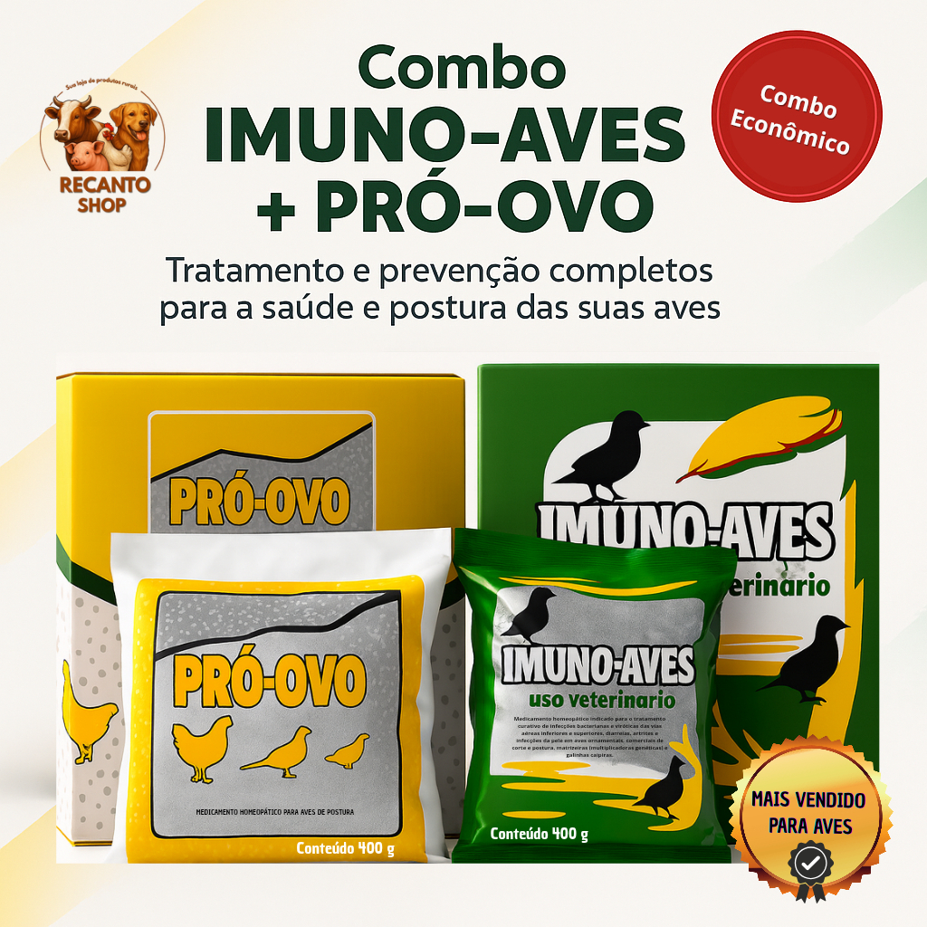 Combo para prevenção, tratamento e postura de aves 1 pcote Imuno-aves ...