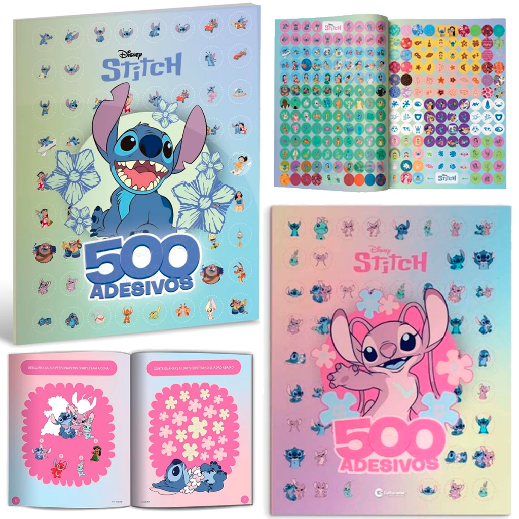 Livro de Colorir e Atividades Com 500 Adesivos Stitch e Angel | Shopee ...