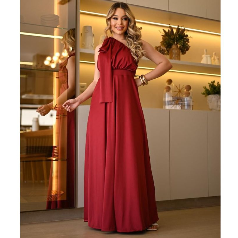 Vestido Feminino Longo Festa Com Bojo Elegante Casamento Natal | Shopee ...