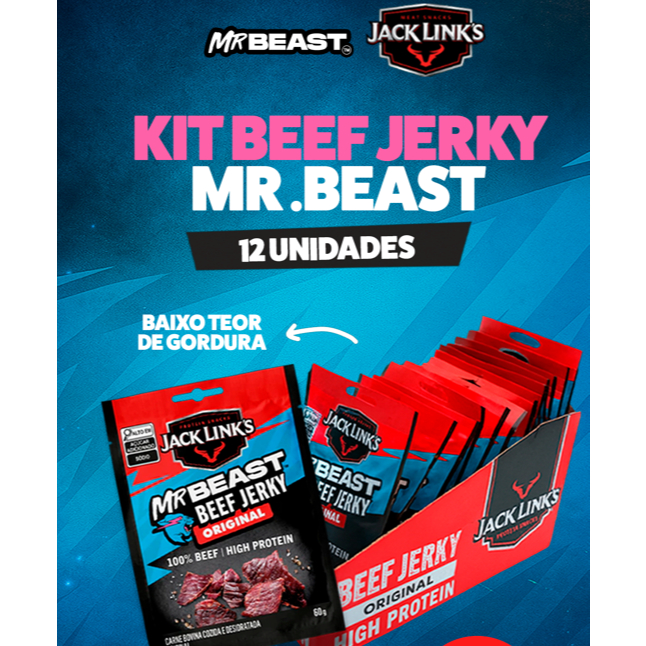 Beef Jerky Original Mr Beast Jack Link's - 60g - Caixa Fechada 12un ...