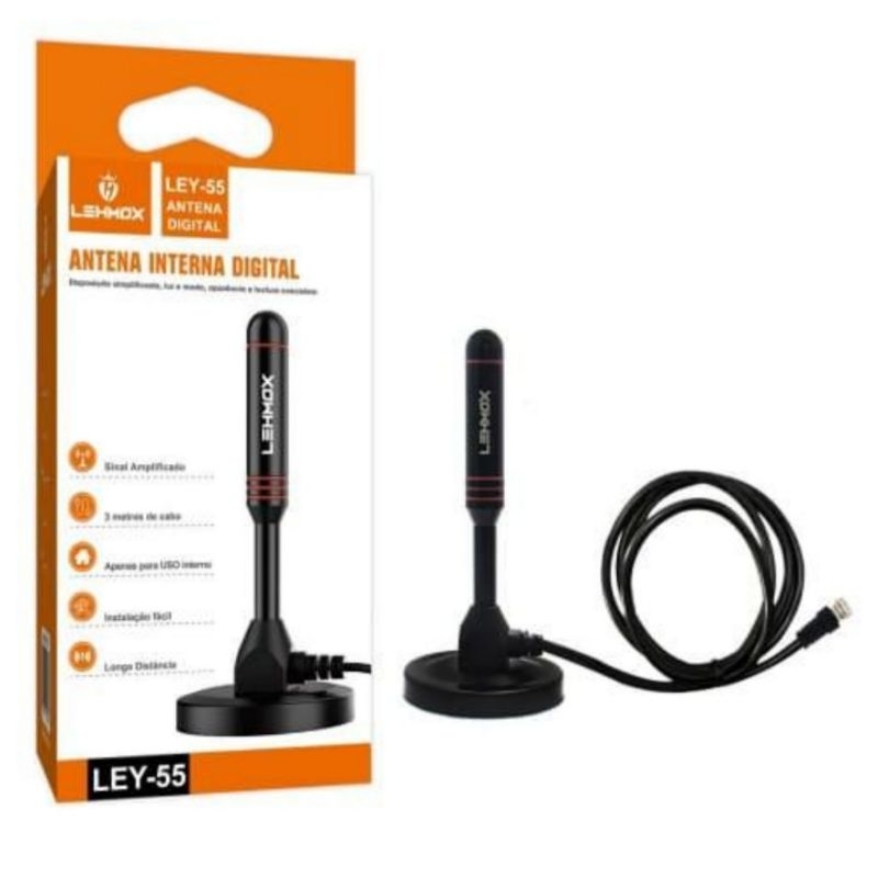 Antena digital interna 03 metros sinal amplificado original Lehmox ley ...