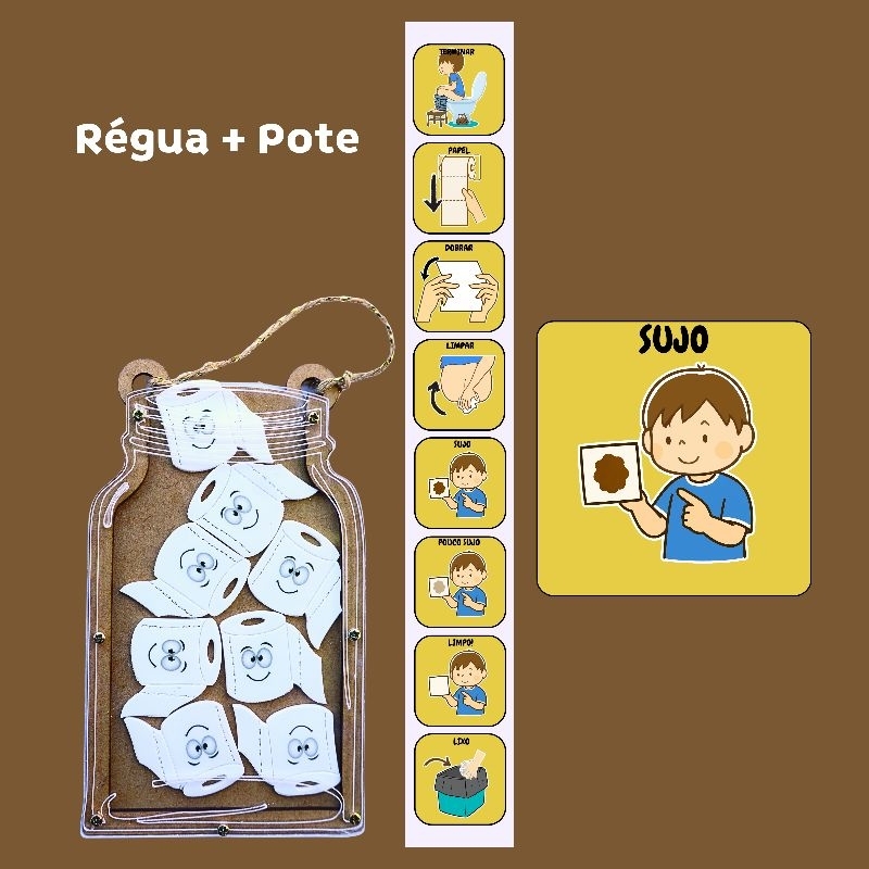 Pote incentivo desfralde lúdico e divertido papel higiênico MDF e acrílico | Shopee Brasil