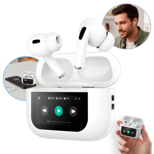 Fone Sem Fio A'gold Bluetooth 5.4 Anti Ruido Com Tela Touch Cor Branco ...