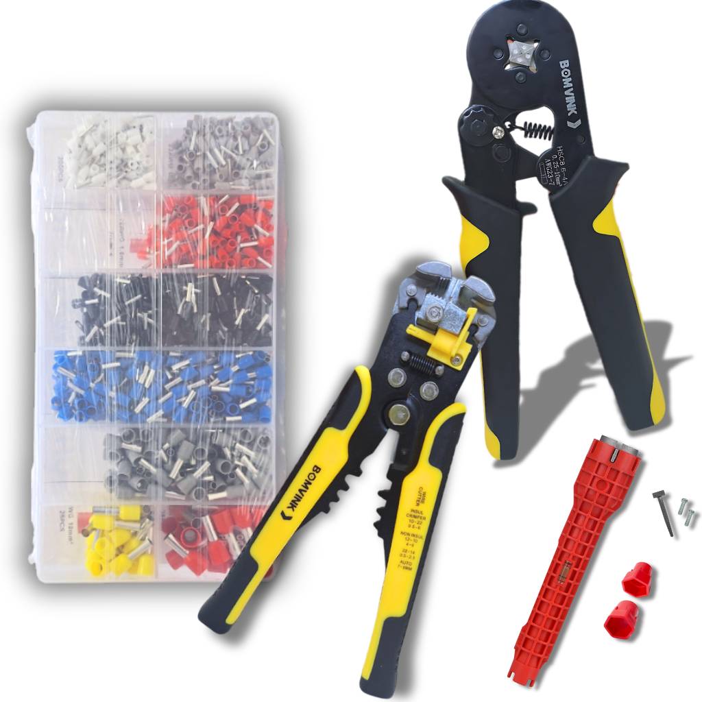 Bomvink Kit Alicate Crimpador Terminal + Alicate Decapador de Fio Com ...