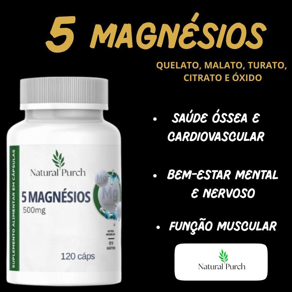 5 MAGNESIOS - NATURAL PURCH - 120 CAPS - 100% NATURAL | Shopee Brasil