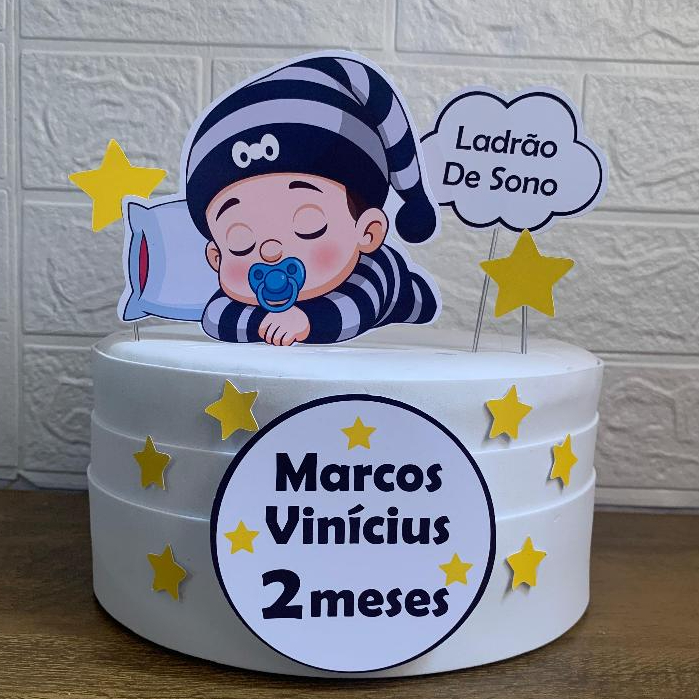 Topo de Bolo Ladrão de Sono Personalizado Menino Nome e Idade ...