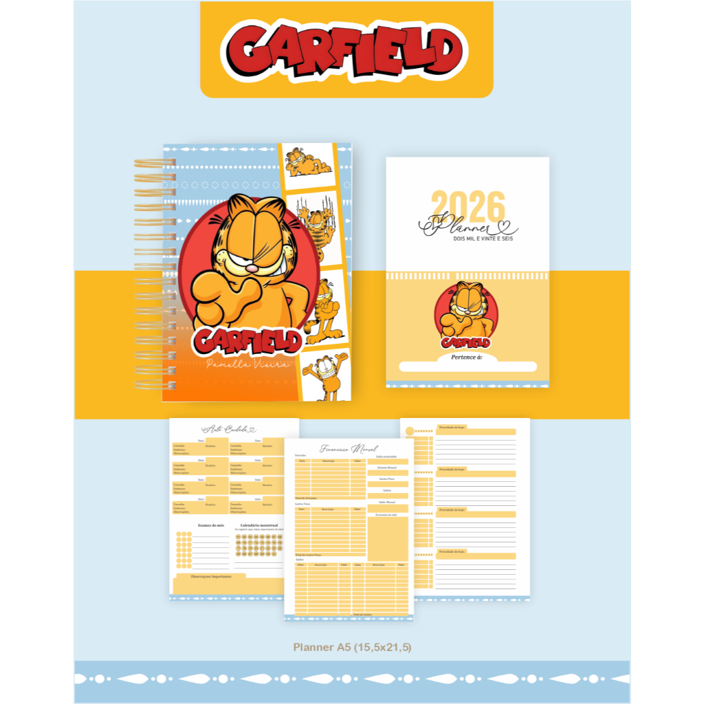 Agenda Planner Garfield 2026 | Shopee Brasil