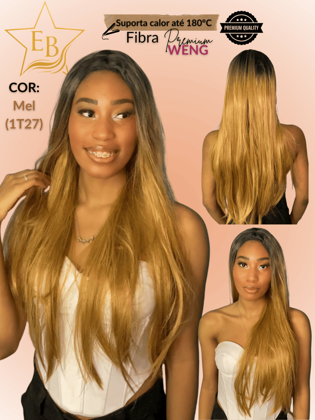 Wig Orgânica Lisa Longa Weng – Fibra Premium 70cm Cor Mel 1T27 | Shopee ...