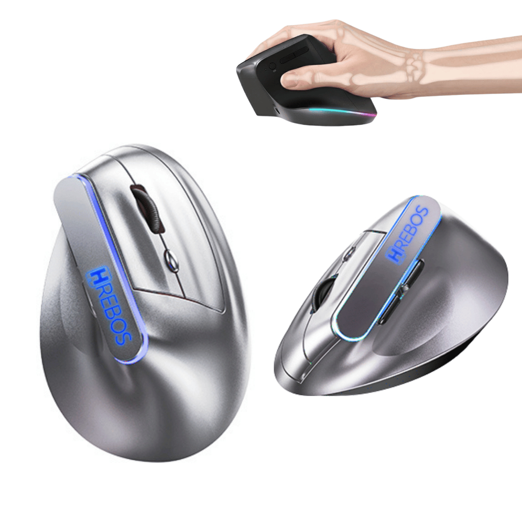 Mouse vertical sem fio 2.4G recarregável ergonômico vertical mouse 3 ...