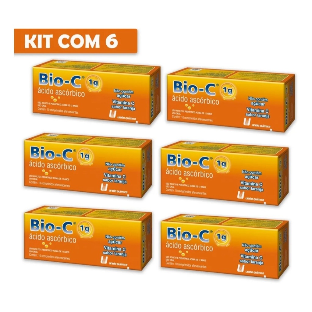 Kit Bio C Vitamina C Efervescente Sabor Laranja ou Citrus União Química ...