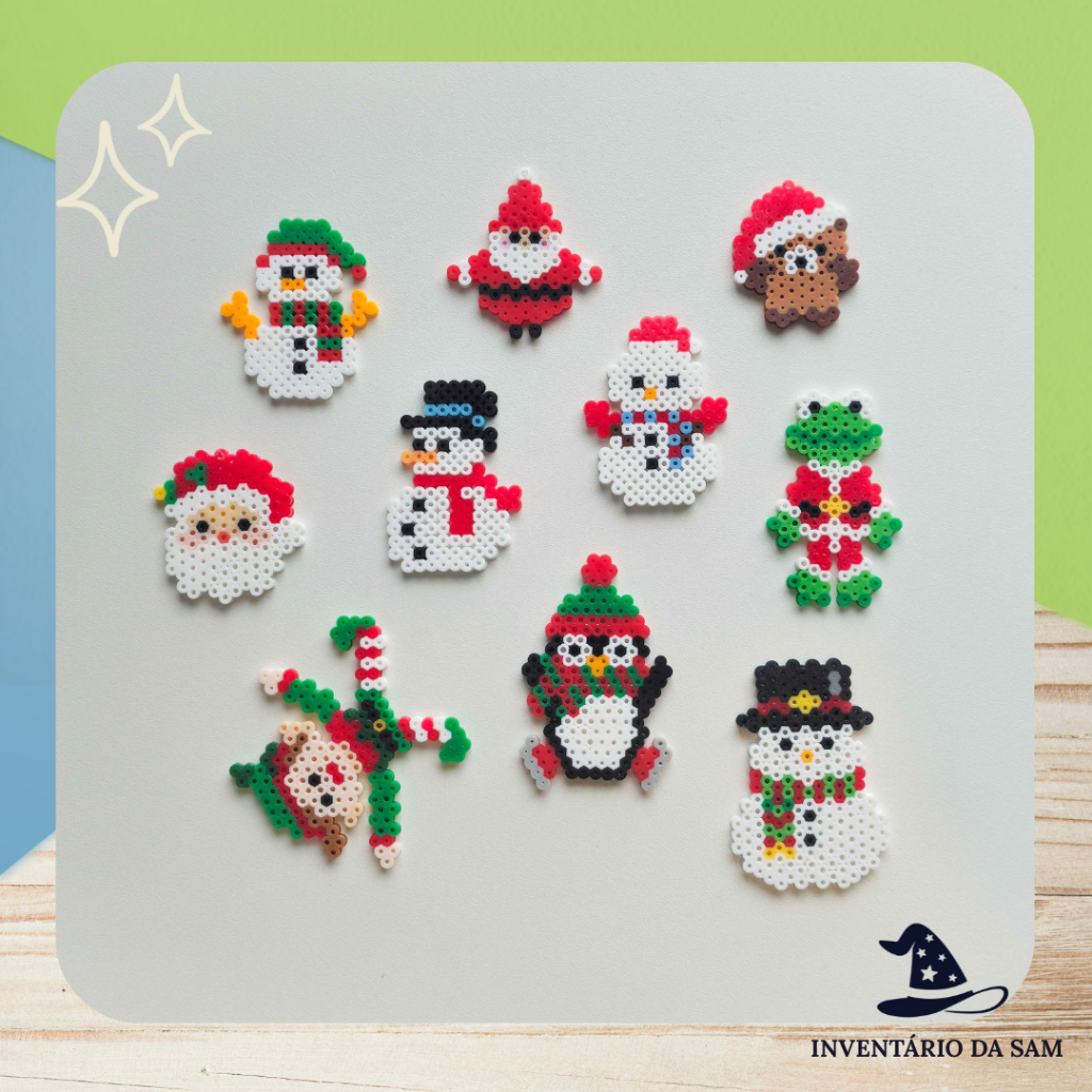 Enfeites de Natal - Imã/ Enfeites para Árvore -- Perler/ Hama Beads ...