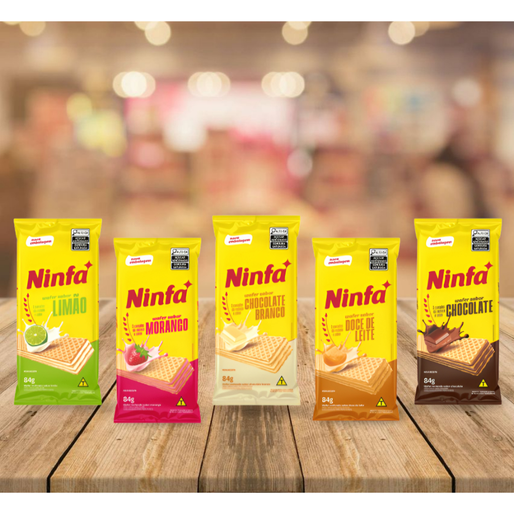 Biscoito Wafer Ninfa 84g - Caixa com 40 Unidades | Shopee Brasil