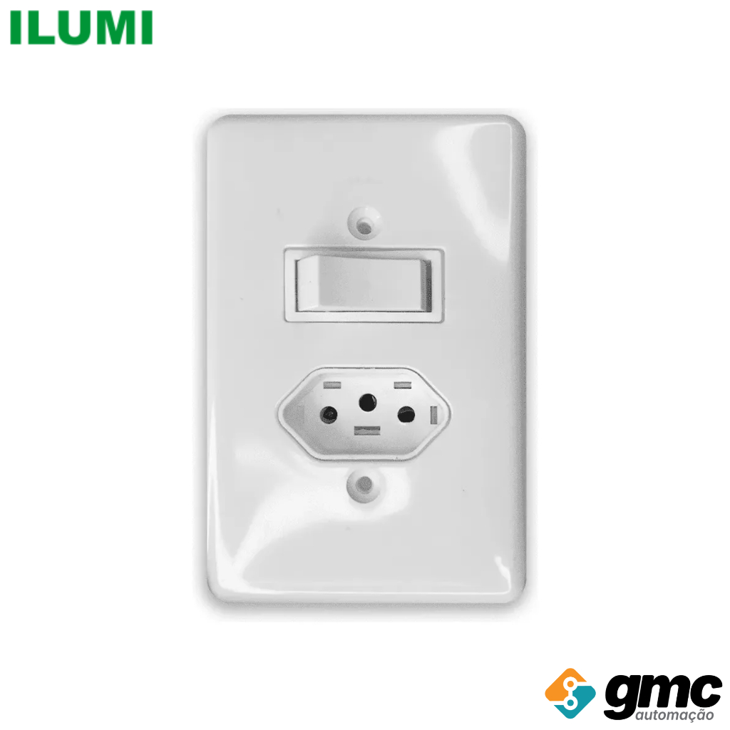 Interruptor Simples Com Tomada Stylus 10a 250v (20200) Ilumi Branco ...