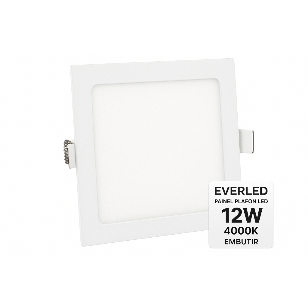 Painel Plafon Led 12w Quadrado Embutir 4000k Branco Neutro 17x17 ...