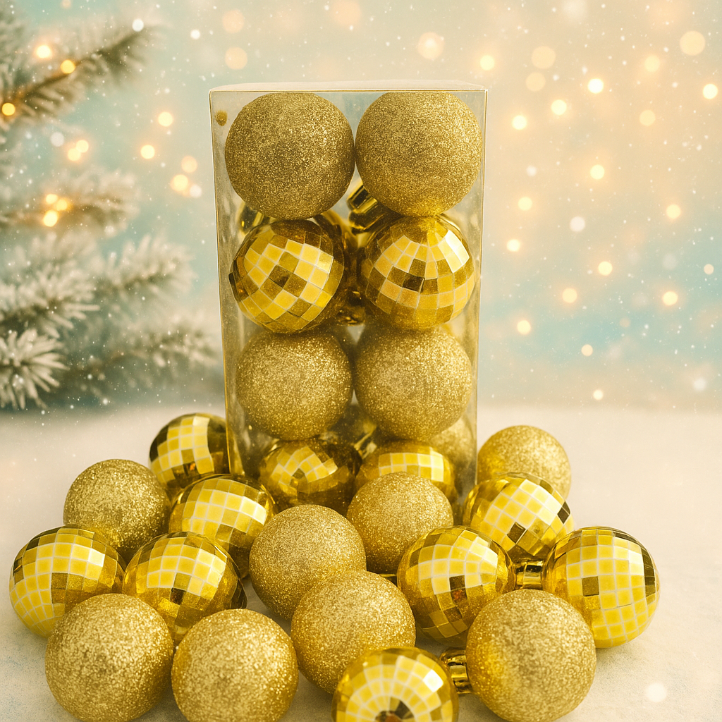 16 Bolas de Natal Bolinhas 3cm Para Arvore Douradas e Vermelhas ...