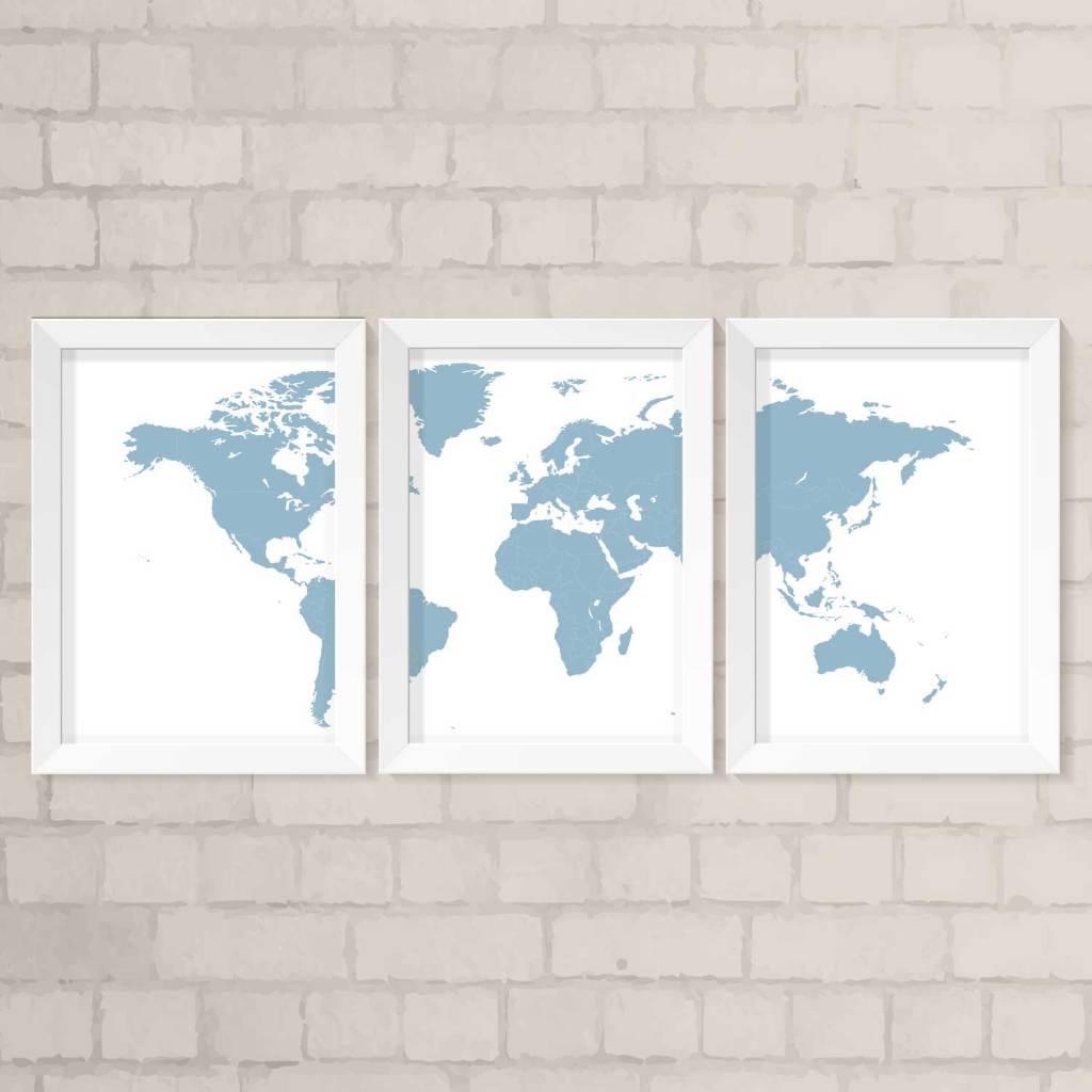 Kit de Quadros Decorativos - Mapa Mundi Azul | Shopee Brasil