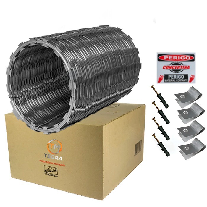 Concertina Simples 45cm X 10m Com Kit Completo De Instalação | Shopee ...