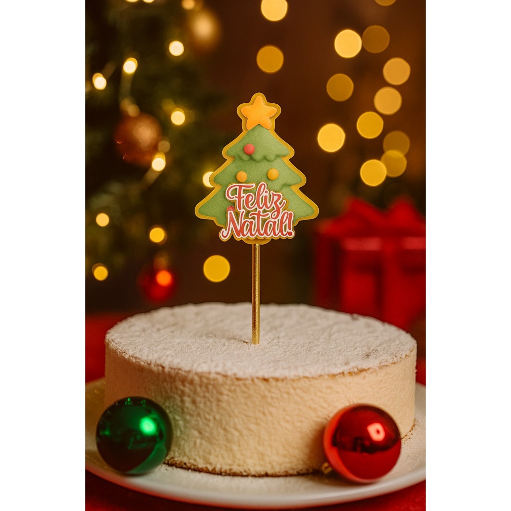 Topo de Bolo Árvore de Natal – Feliz Natal | Topper Natalino ...