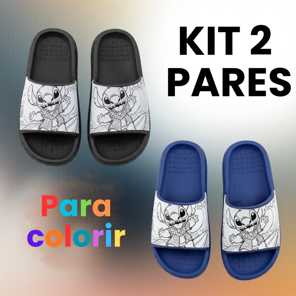 Kit 2 Pares Chinelo Slide Nuvem Infantil Personalizado Para Pintar e ...