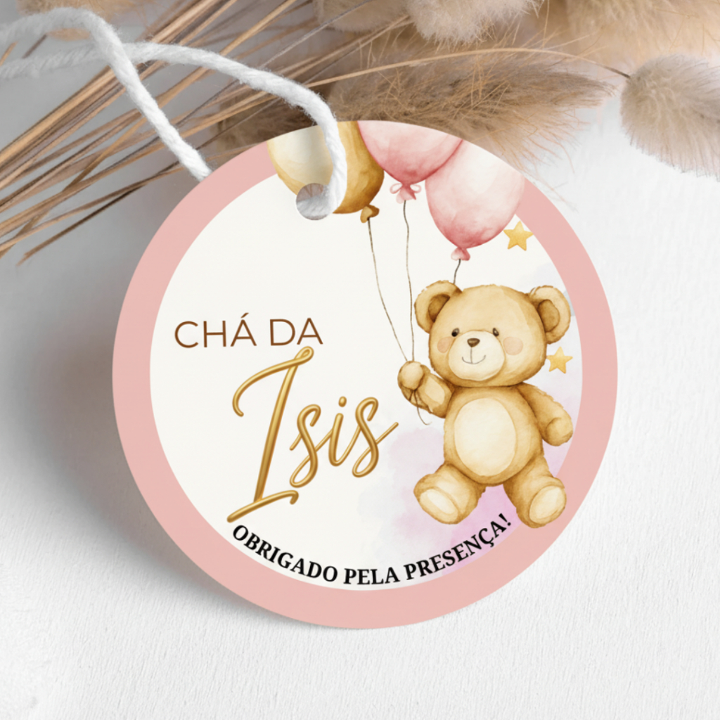 TAG de Agradecimento Chá de Bebê Ursinho Personalizada com Nome - 6 ...