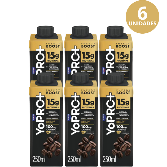 Kit 6x Unidades YoPRO Energy Boost UHT Café Expresso 15g de Proteínas ...