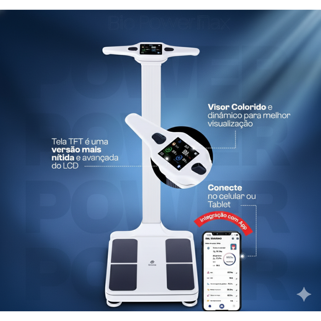 Balança Bioimpedância Digital Profissional Bio Power Xpro Bluetooth App ...