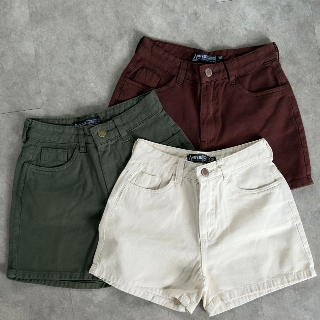 Kit 3 Short Jeans Feminino cos alto Short Jeans Cintura Alta Brim ...