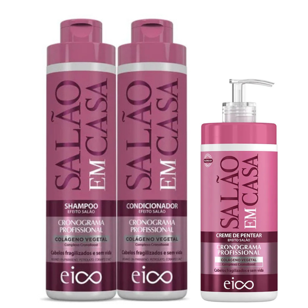 EICO KIT CRONOGRAMA PROFISSIONAL SH 800ML+COND 750ML+CREME DE PENTEAR ...