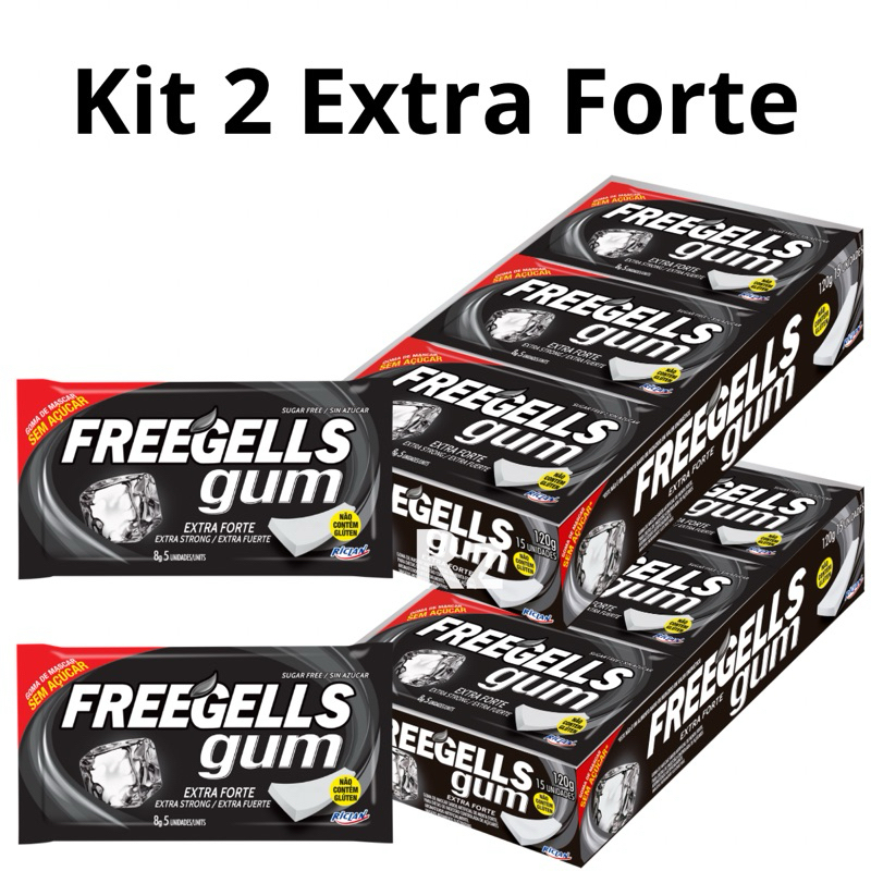 Kit 2 Chiclete Extra Forte Freegells Gum - Original Riclan | Shopee Brasil