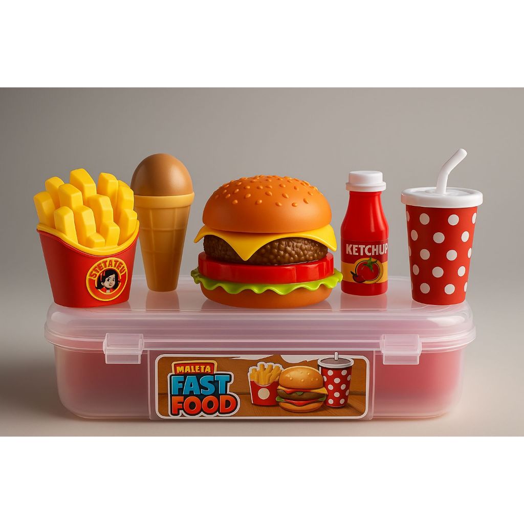 Maleta Fast Food Infantil – Kit Hambúrguer, Batata e Copo + Acessórios ...
