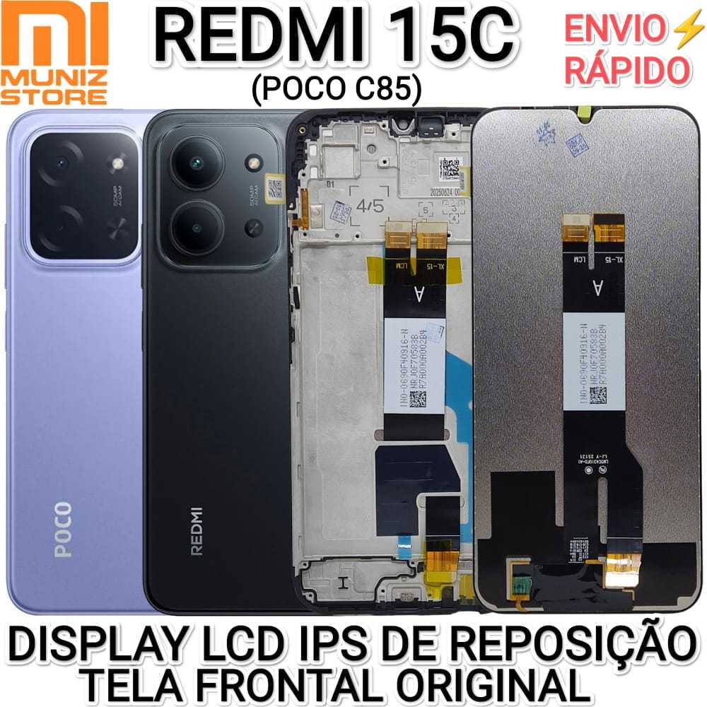 Display Redmi 15C/Poco C85 Original Tela LCD IPS Frontal Sem Aro e Com ...