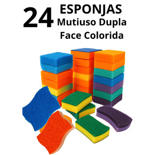KIT 24 Esponja de Lavar Louças COLORIDAS com pequenos defeitos de ...