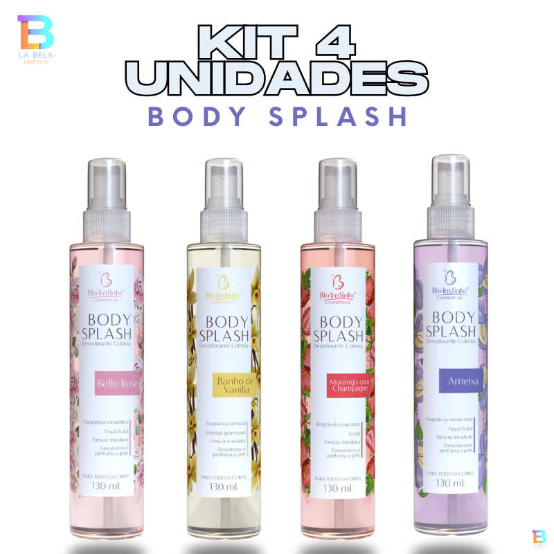 Desodorante Colônia Body Splash Bio Instinto Kit 4x 130ml – Escolha as ...