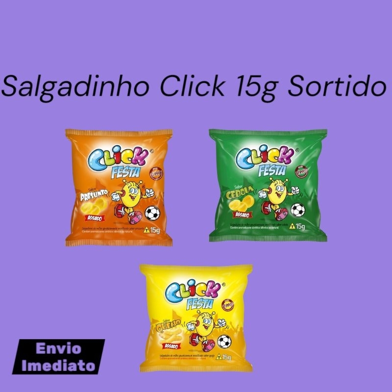 Chips Salgadinho Click 15g 10,20,30,40 e 50 unidades Kit Festa | Shopee ...