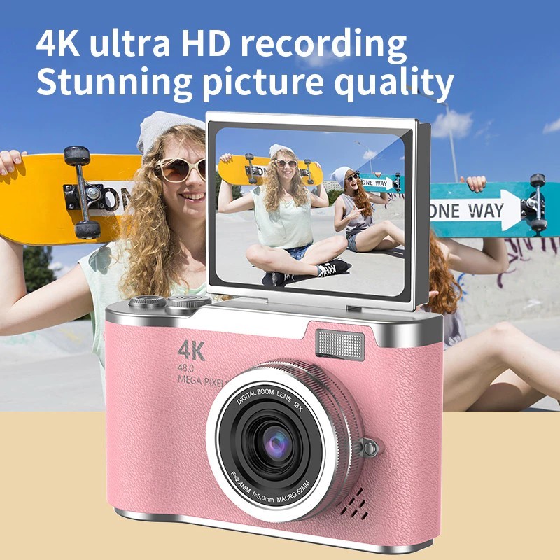 Câmera De Fotografia Digital 4K CCD 8X Zoom 4K 4800W Pixels AF Autofoco Vlog Gravador De Vídeo ...