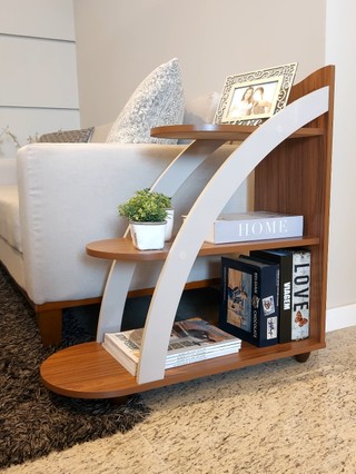 Mesa de Apoio Lateral Andes Cedro Com Off White Decoração Moderna Sala ...