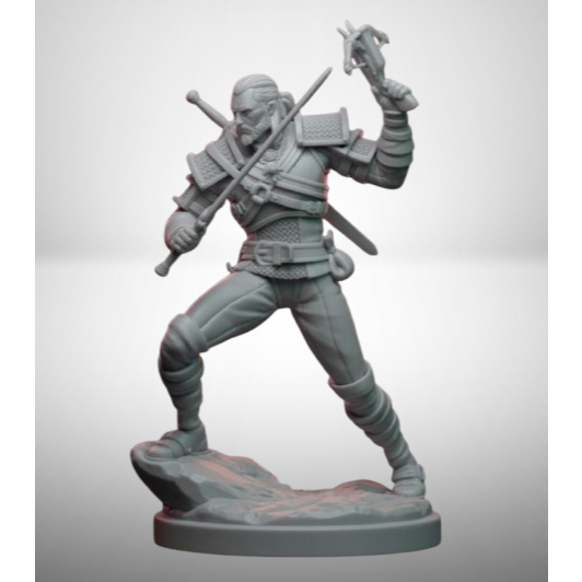 Action Figure Geralt – The Witcher – Resina 3D Premium – 20 cm -Sem ...