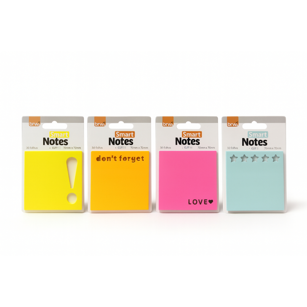 Kit Post-it BRW Smart Notes com 4 Modelos Decorados 70x70mm | Shopee Brasil