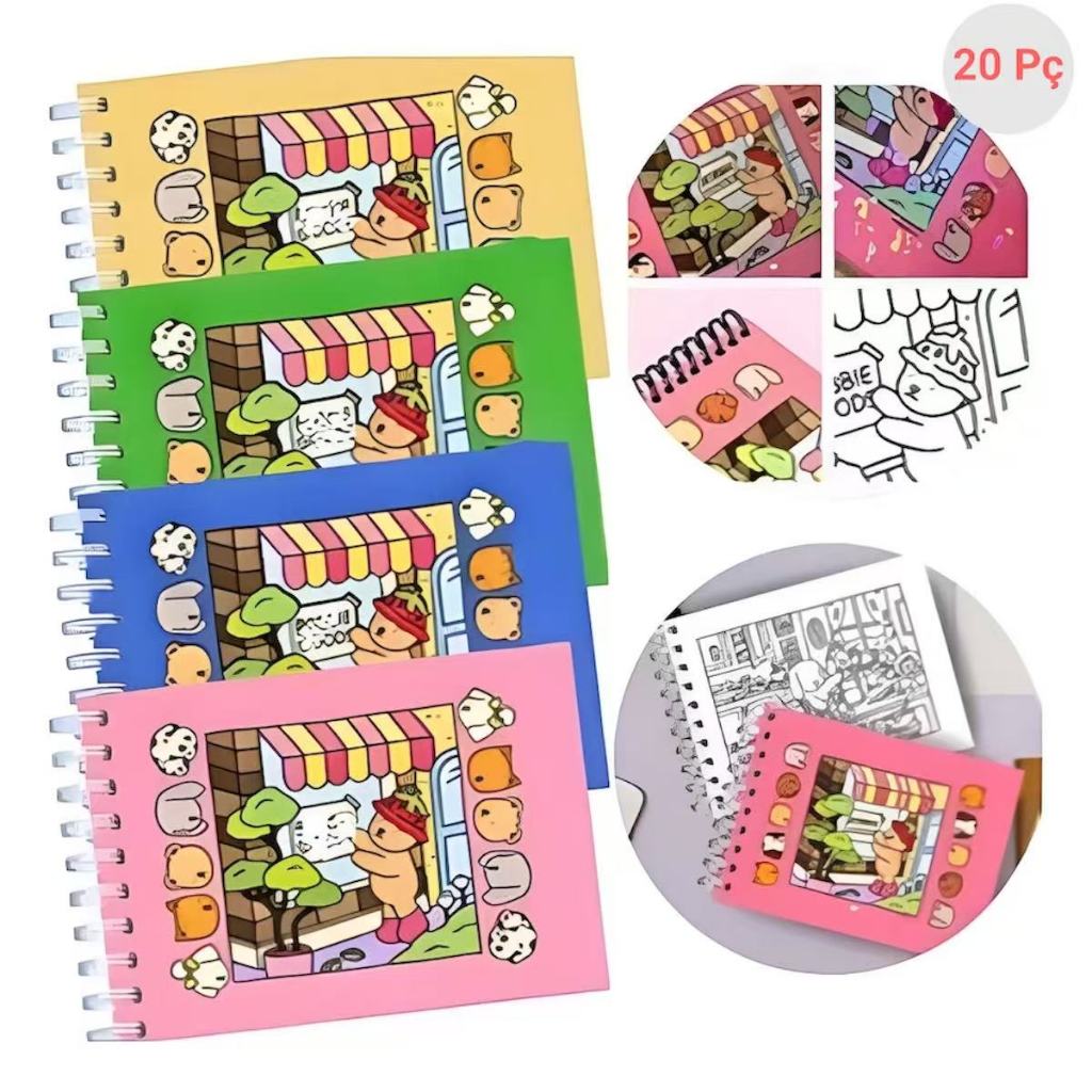 KIT Ate 20 Livro de Colorir Capa Dura cute 50 Folhas Caderno de Desenho ...