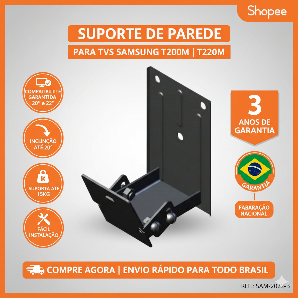 SUPORTE PARA TV ARTICULADO FIXO TV MONITOR LED LCD PLASMA SAMSUNG T200M ...