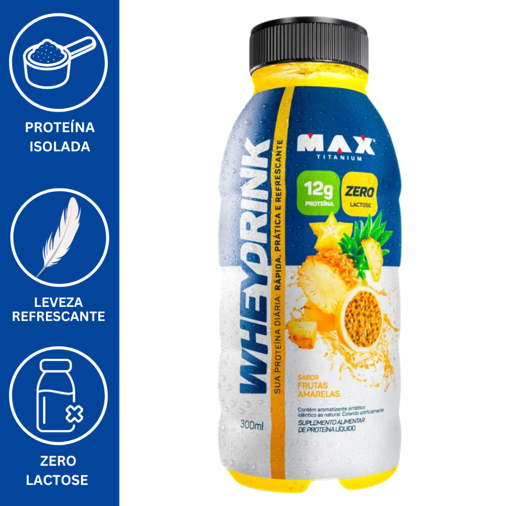 WHEY DRINK GARRAFA (12g proteina) FRUTAS AMARELAS 300ML PRONTO PARA ...