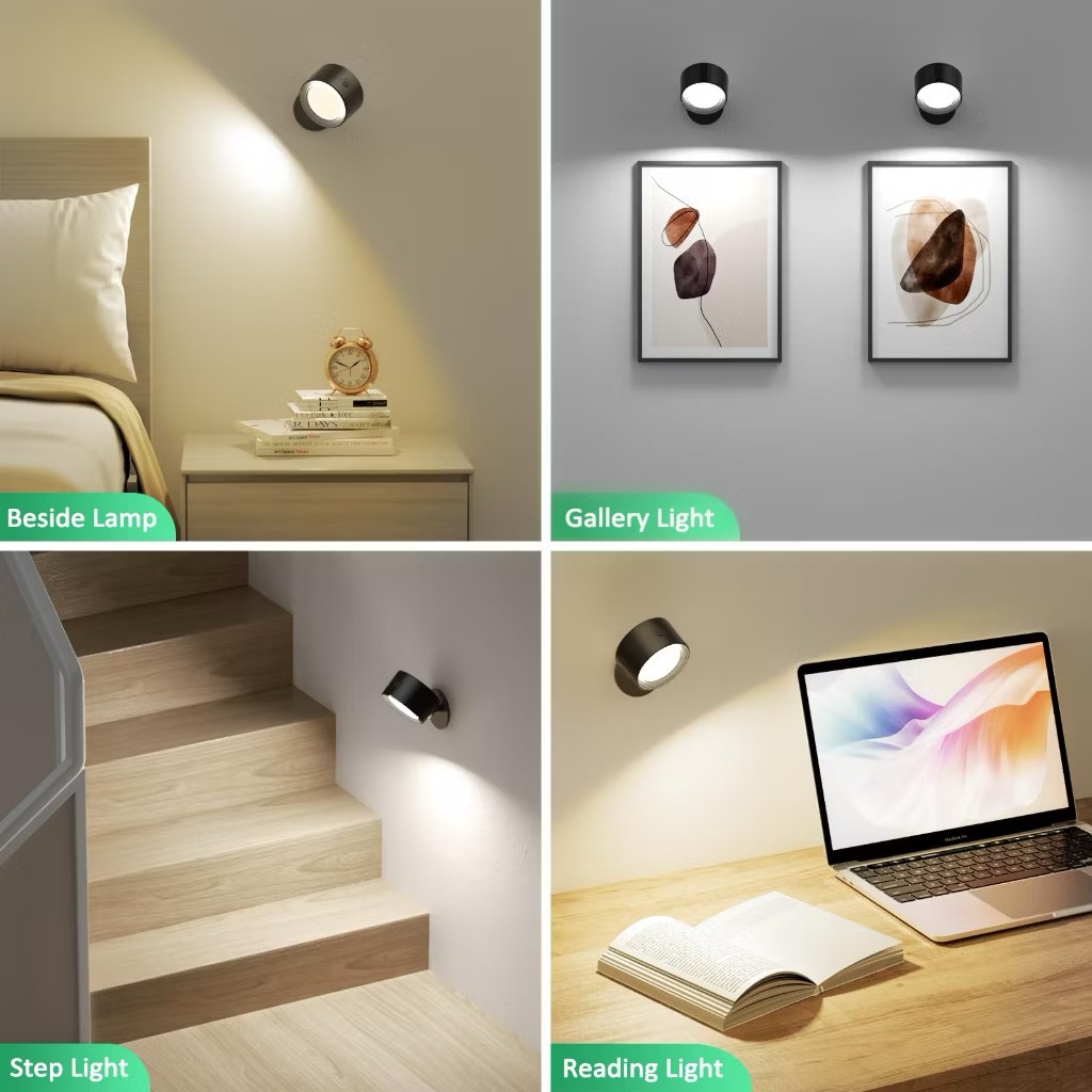 Kit Lâmpada de parede sem fios magnética, luz de leitura moderna LED ...