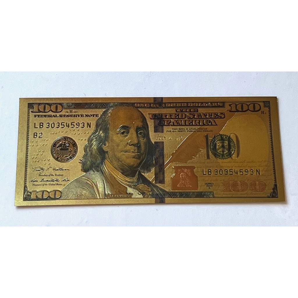 Cédula Fantasia de 100 Dólares Gold. Nota de Coleção Souvenir do Mundo ...