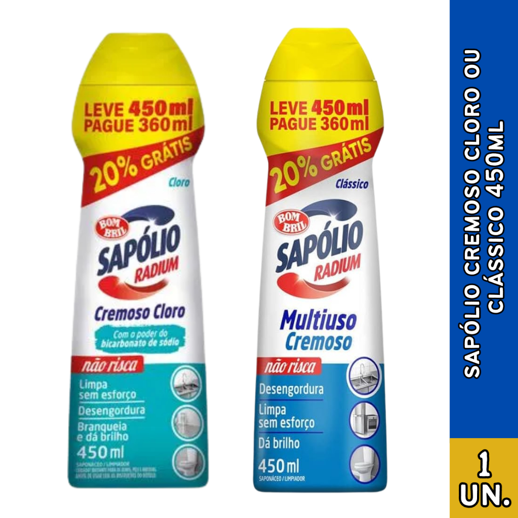 Sapólio Radium Bom Bril Cremoso Clássico 450ml | Shopee Brasil