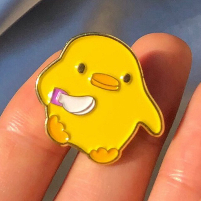 Pin Patinho com Faca | Broche acessório pintinho fofo duck chick with ...